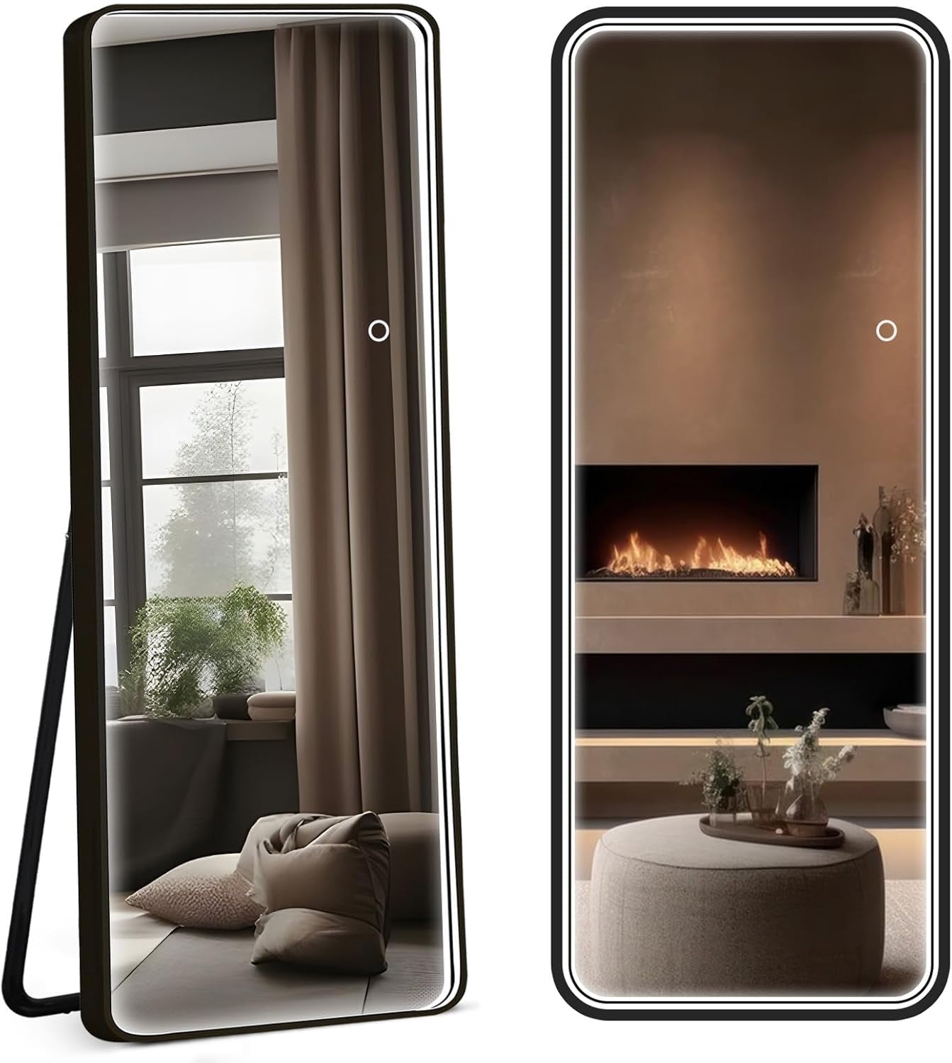 SDHYL Full-Length LED Mirror with Lights - 64"x20" Standing Full Body Dressing Mirror with Touch ...