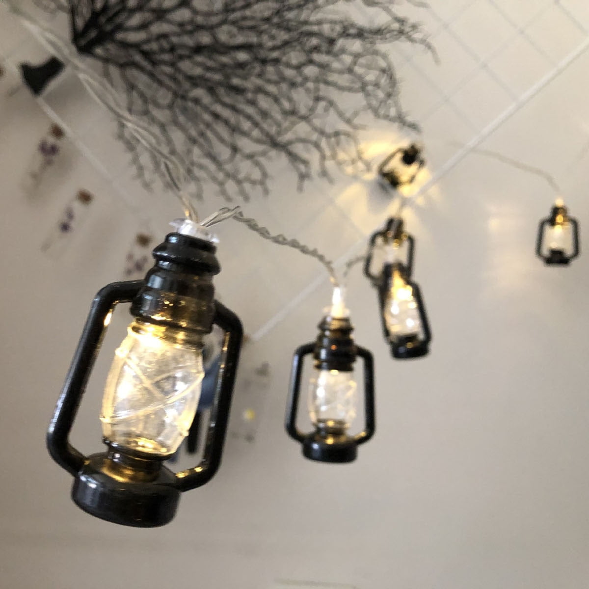 SDJMa 1.5M 10 LED Black Lantern String Lights Mini Kerosene Lamp for ...