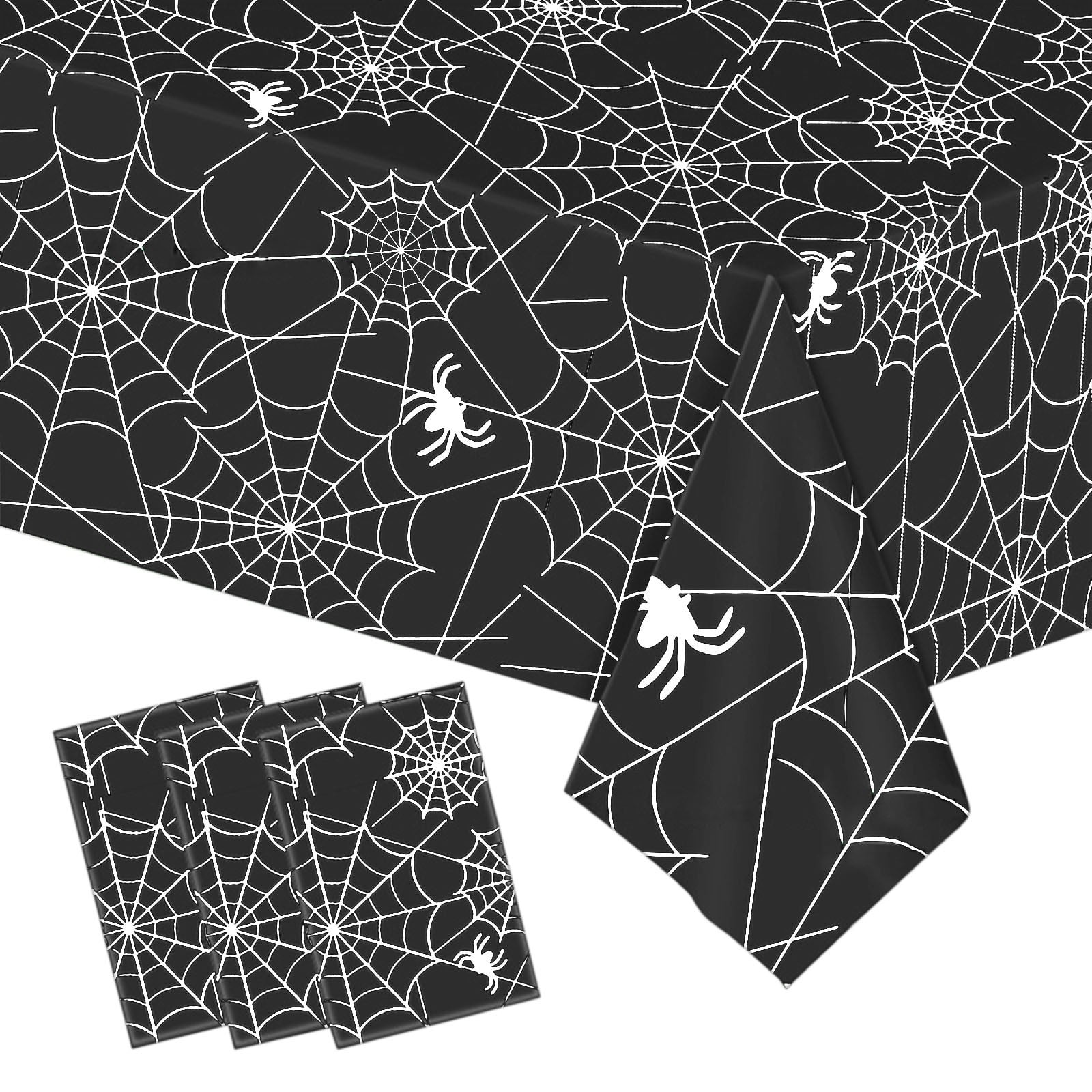 SDJMa 1 Piece 54 x 108 Inch Spider Web Plastic Tablecloth - Spiderweb ...