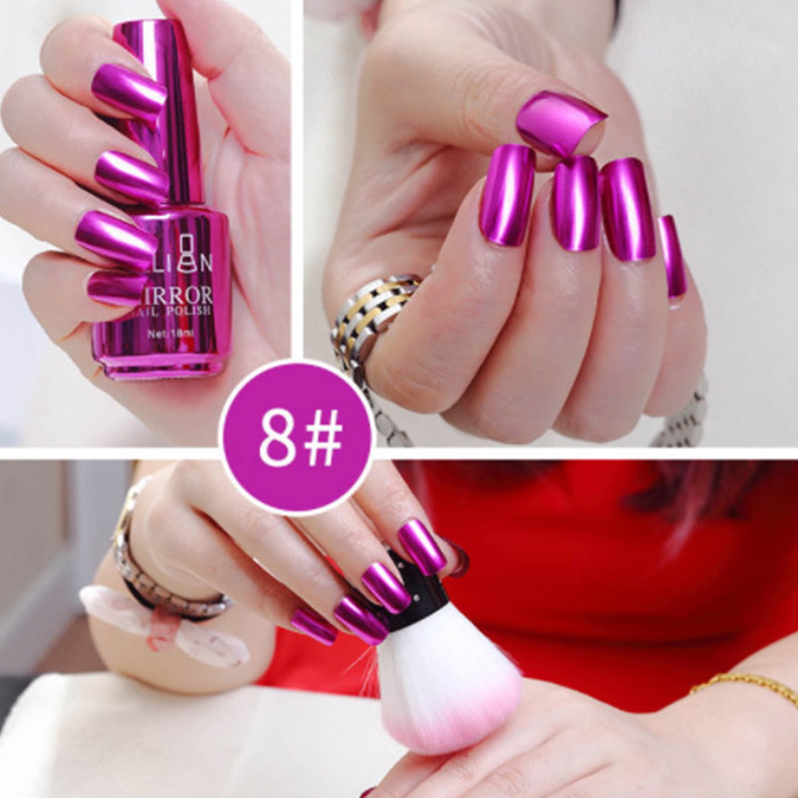 SDJMa 12 Colors Metal Nail Polish Nail DIY Nail Polish Varnish Manicure Tool, Unpeelable ...
