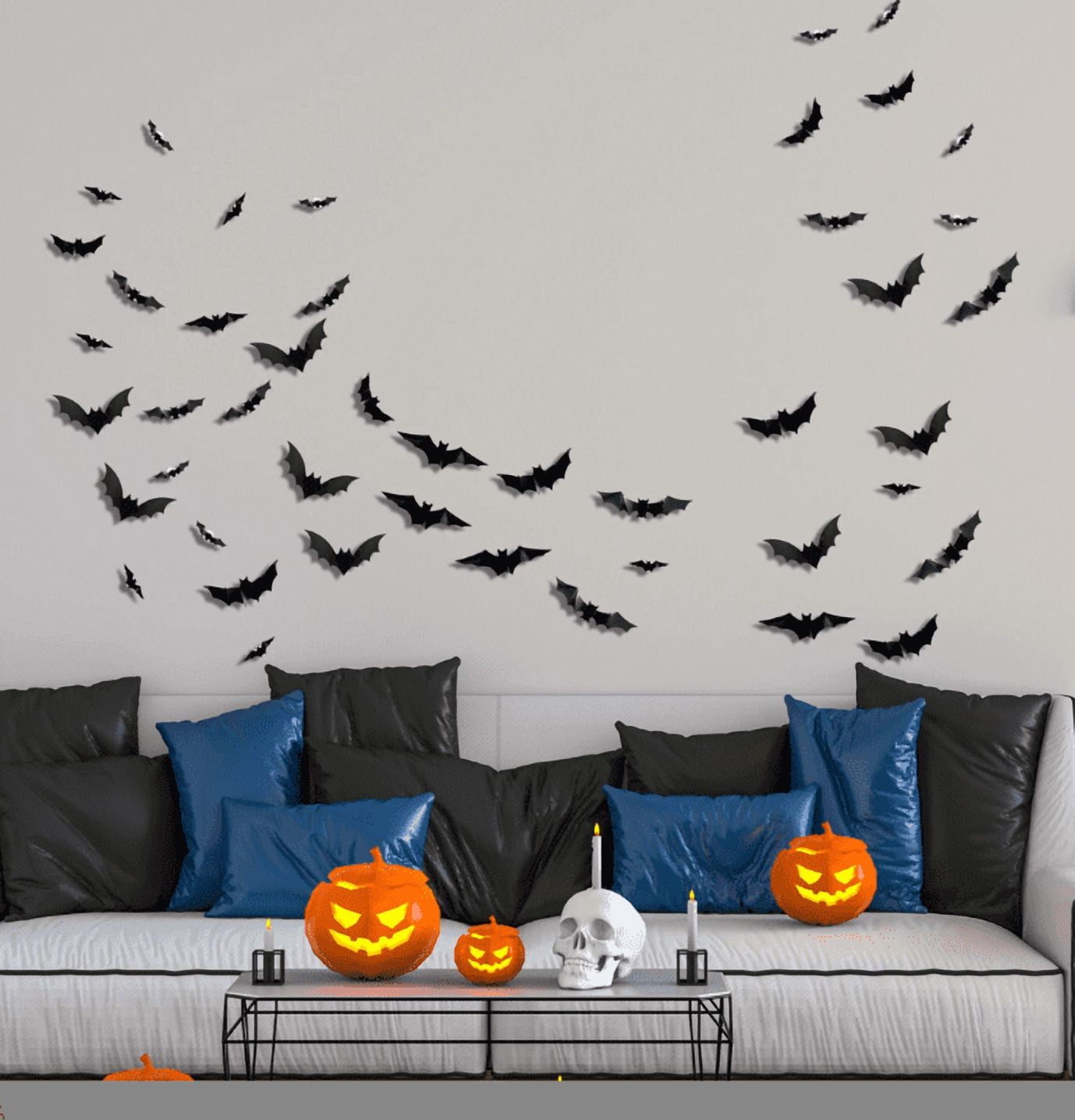 SDJMa 12 Pcs 3D Bats Wall Stickers with LED Lights, 6 Different Size 3D ...