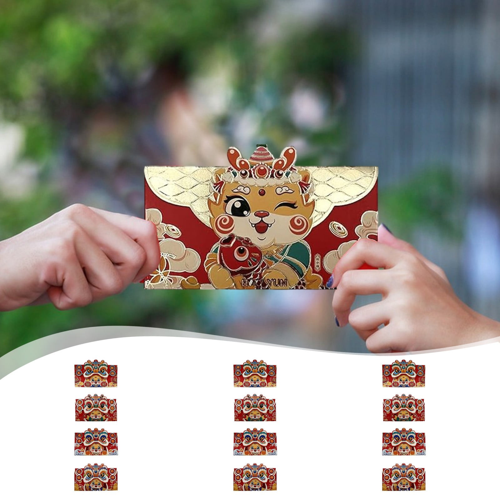 SDJMa 12Pcs Chinese New Year Red Envelopes, Cute Cartoon 3D Dragon Lion ...