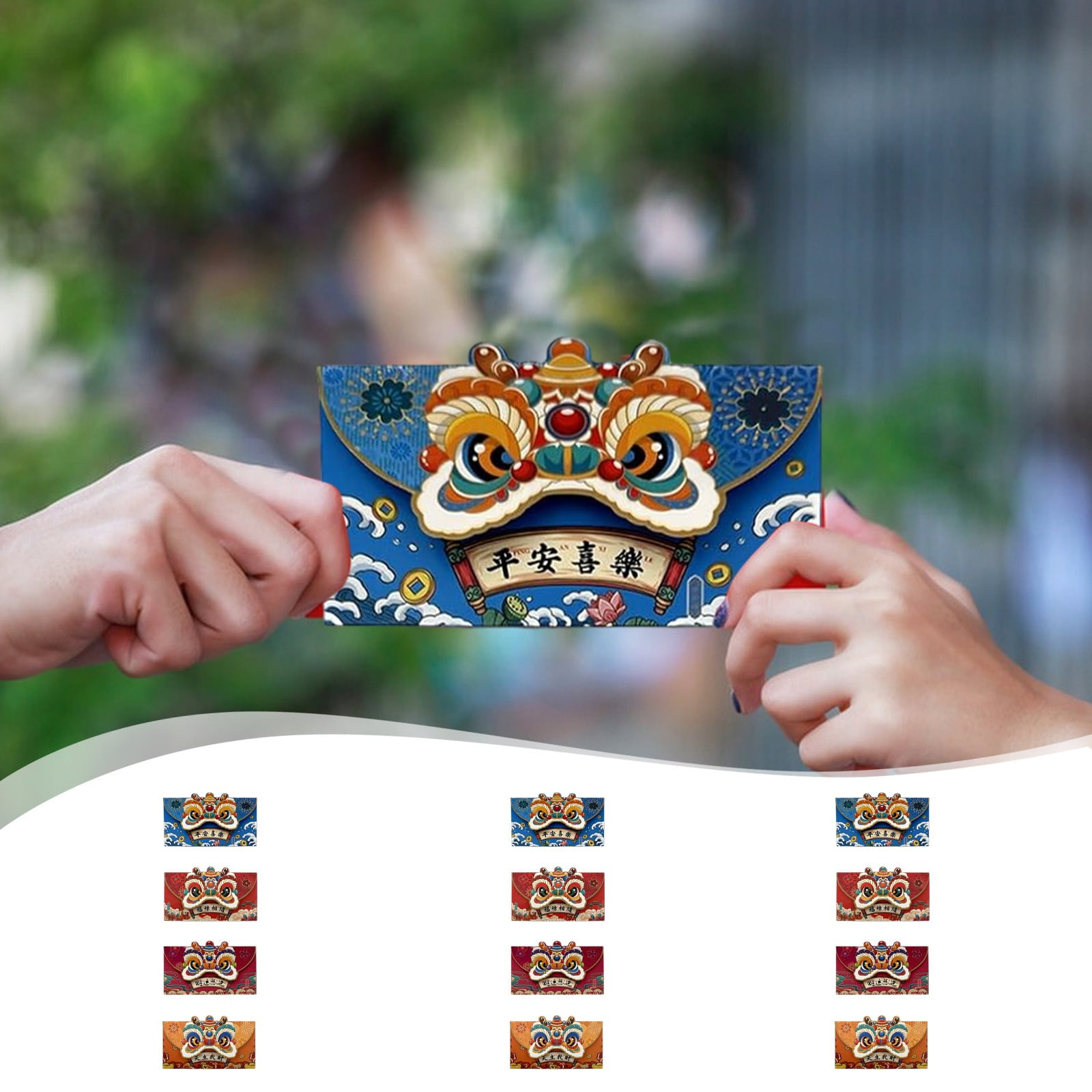 SDJMa 12Pcs Chinese New Year Red Envelopes, Cute Cartoon 3D Dragon Lion ...