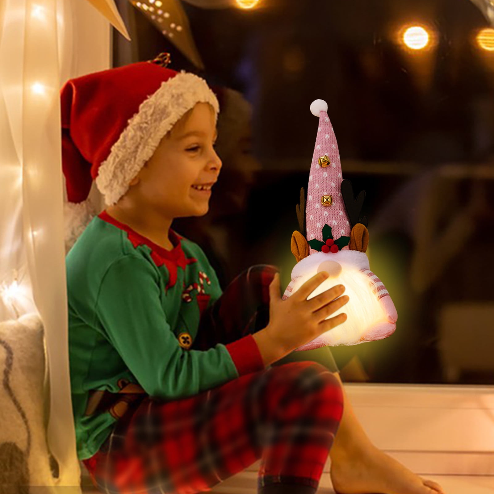 SDJMa 15.7" Lighted Christmas Gnome, Handmade Plush Tomte, Light Up Elf ...