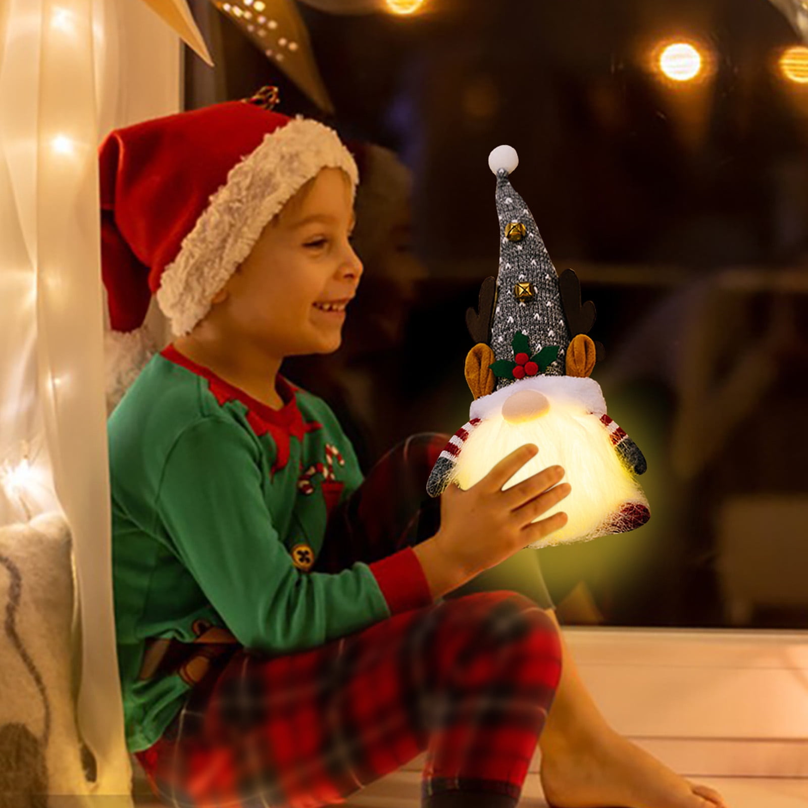 SDJMa 15.7" Lighted Christmas Gnome, Handmade Plush Tomte, Light Up Elf ...