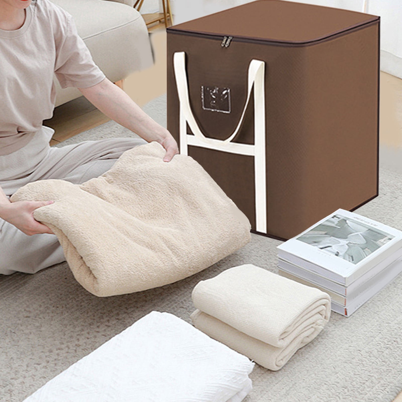 SDJMa 150L Extra Large Storage Bin with Zipper Lid, Fabric Storage ...