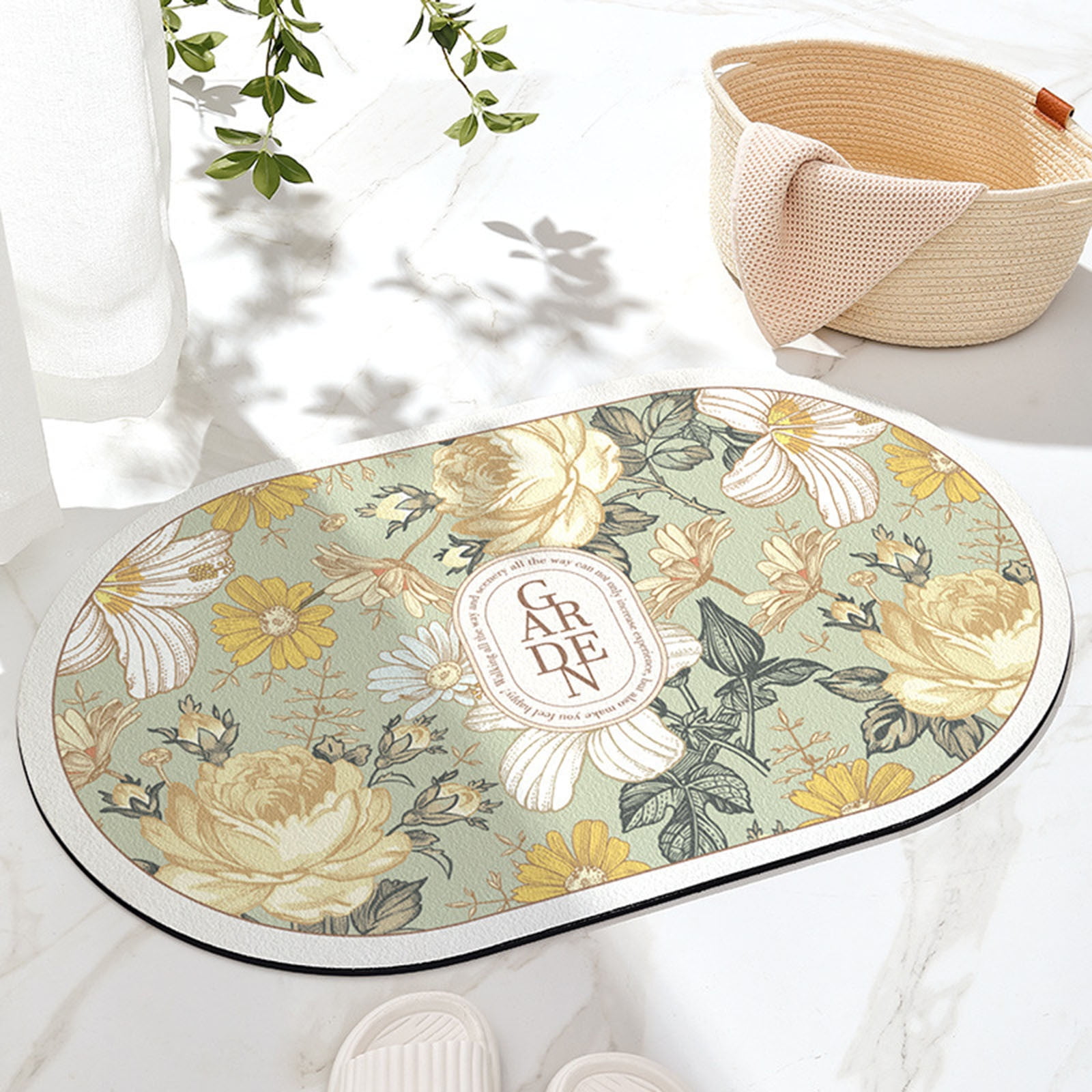 SDJMa 16"x24" Flower Bathroom Rug Mat Super Absorbent Quick Dry Rubber ...