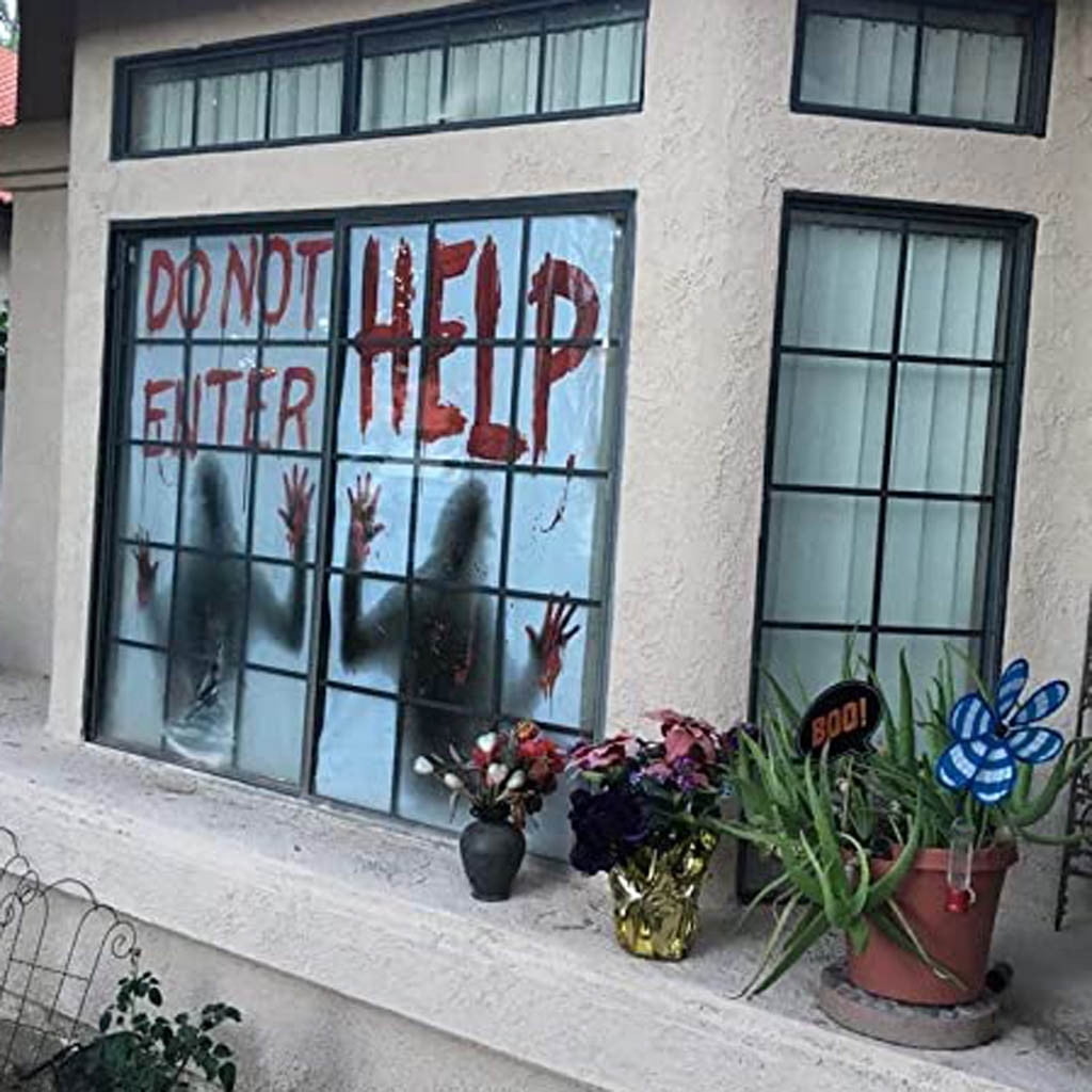 SDJMa 2 Sheets Halloween Ghost Window Clings, Reusable Removable Scary ...