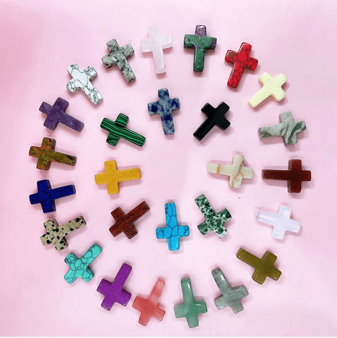 SDJMa 20-Pack Natural Crystal Crosses - 1" Healing Stone Pendants for ...