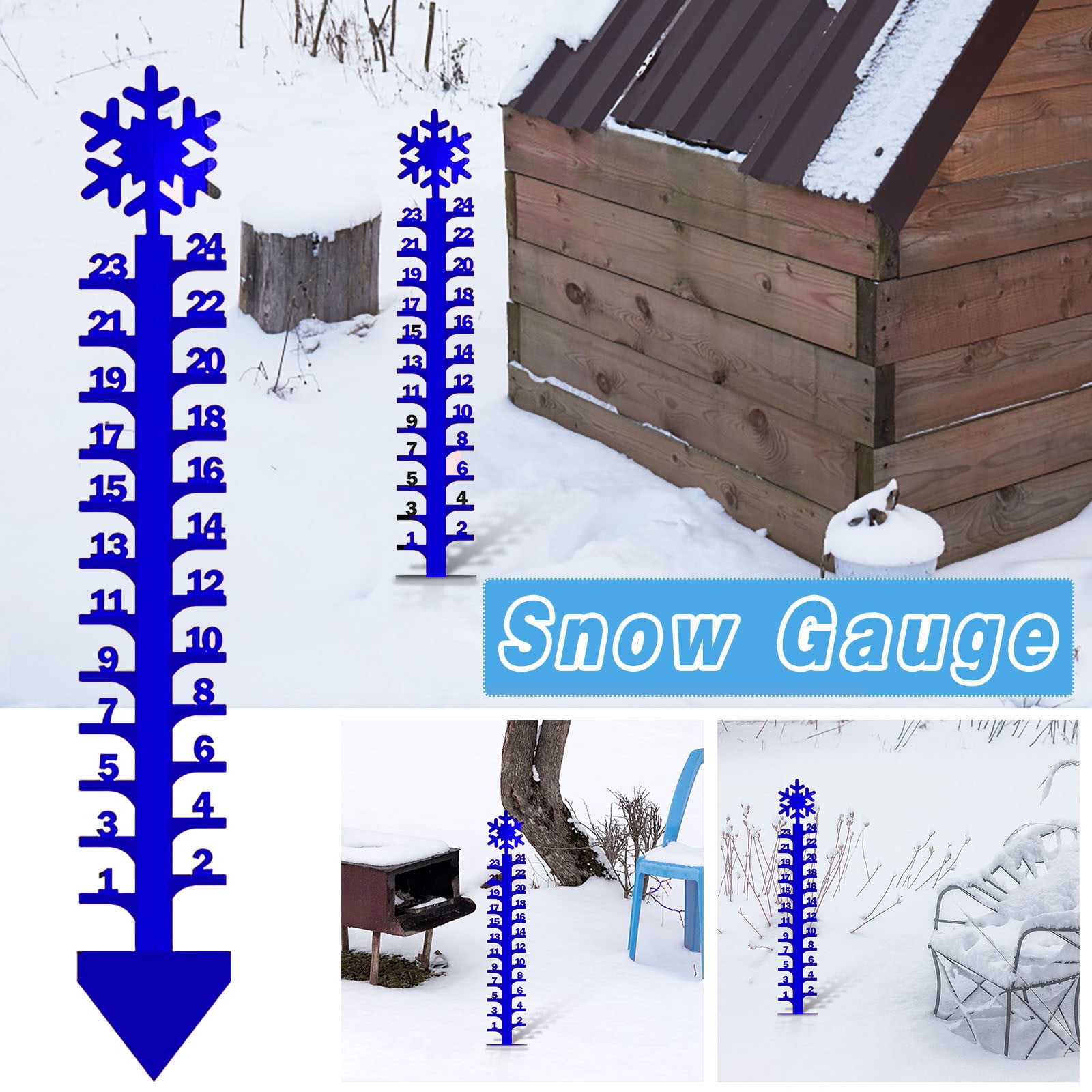 SDJMa 24 Inch Iron Art Snow Gauge - Christmas Holiday Snowflake ...