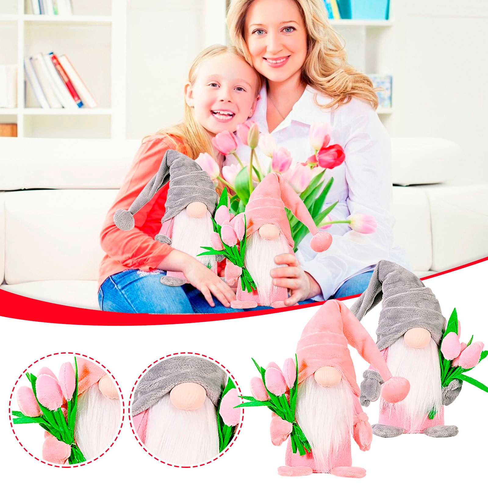 SDJMa 2PCS 14.57 inches Mother's Day Gnome Plush Decorations Gifts ...