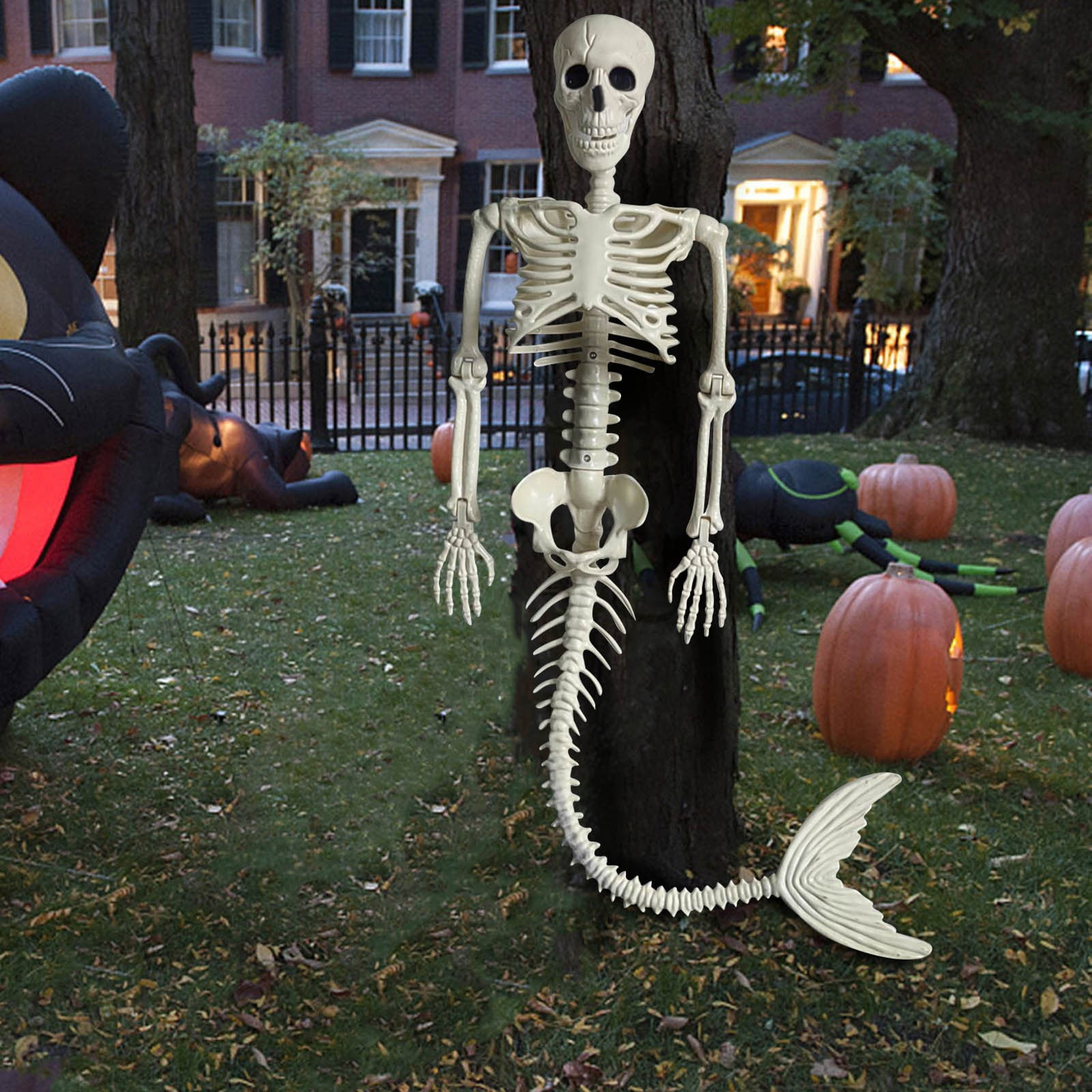 SDJMa 35 Inch Skeleton Mer-maid Skeleton Halloween Outdoor Decoration ...