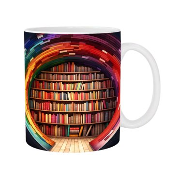 TUTUnaumb 3D Bookshelf Mug, 3D Effect Bookshelf mug, Creative Space ...