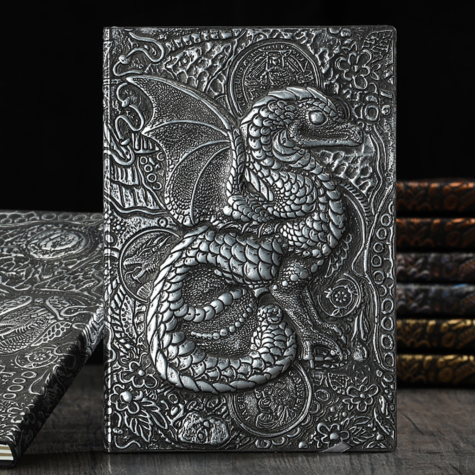 SDJMa 3D Dragon Embossed Journal,Resin Engraving Notebook,Retro Diary ...