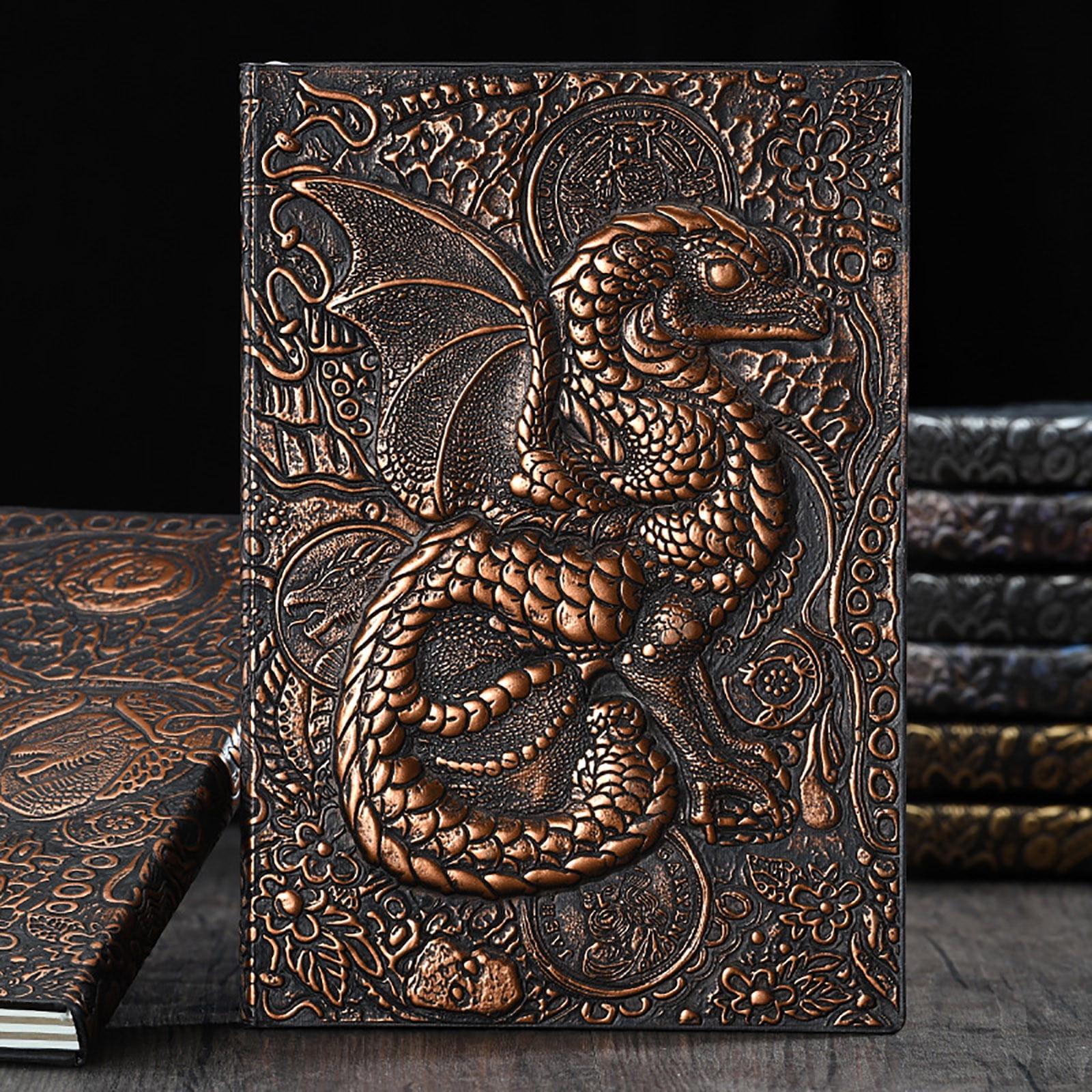 SDJMa 3D Dragon Embossed Journal,Resin Engraving Notebook,Retro Diary ...
