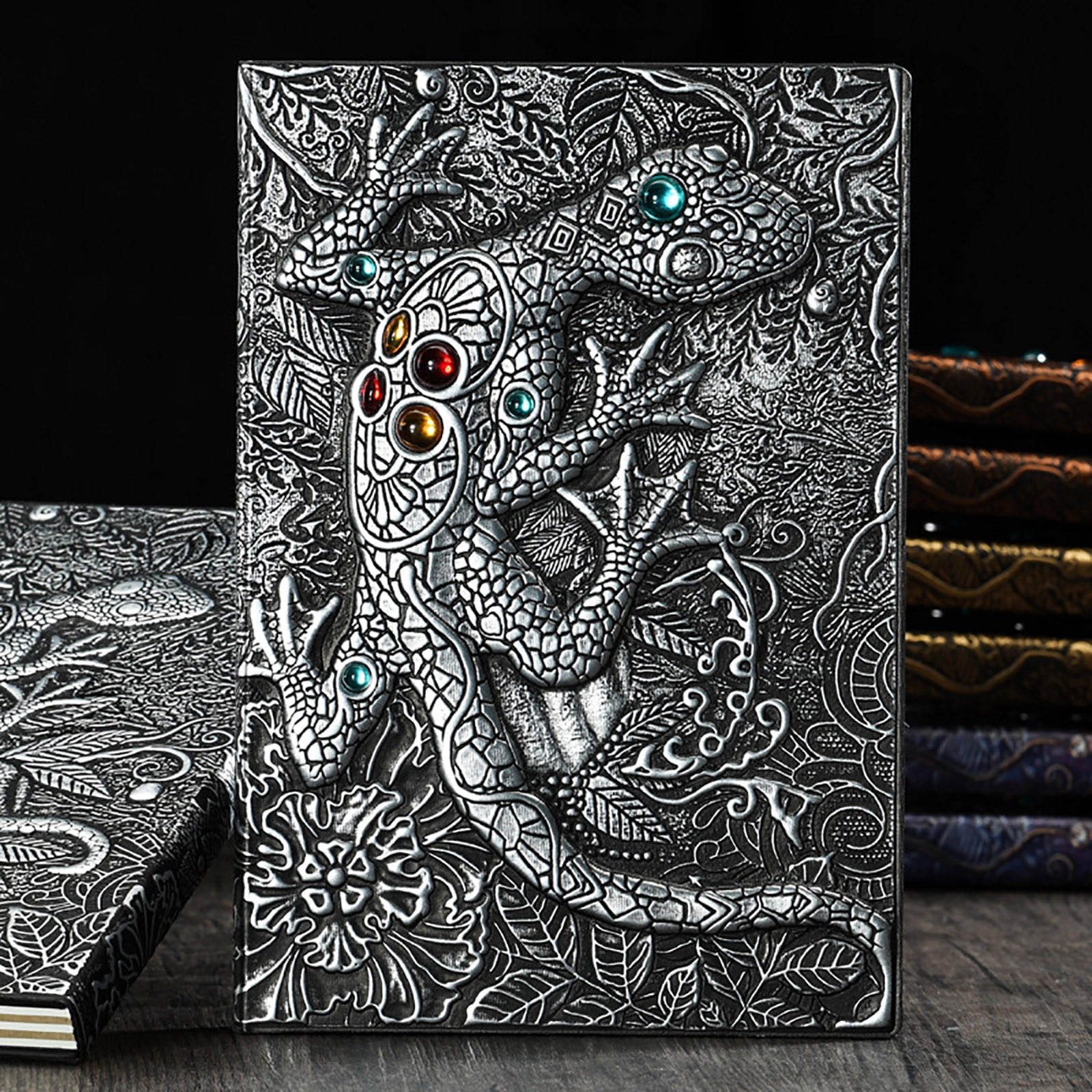 SDJMa 3D Lizard Embossed Vintage Journal Writing Notebook, 5.7" x 8.5 ...
