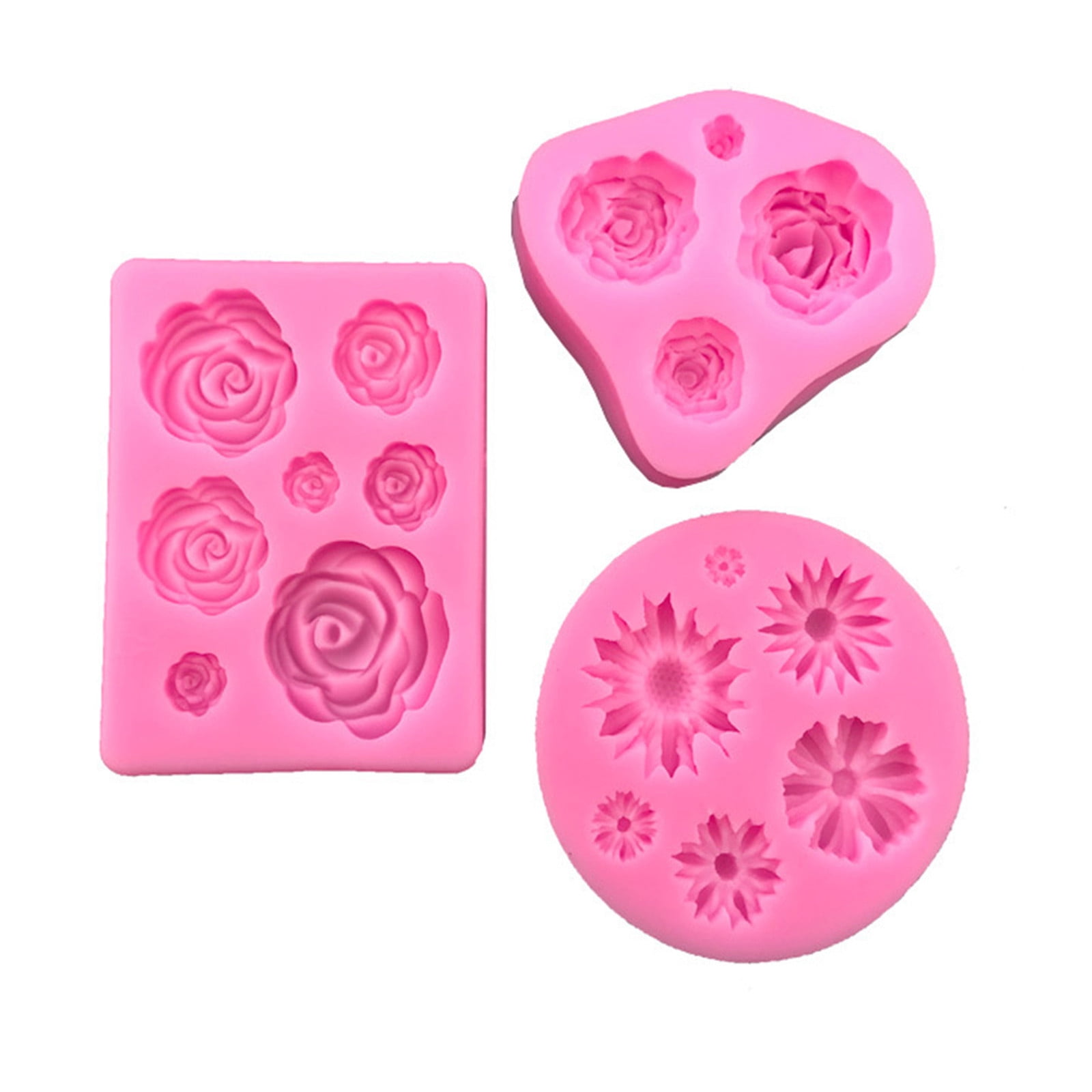 SDJMa 3D Rose Flower Silicone Molds Valentine's,Day Fondant Molds ...