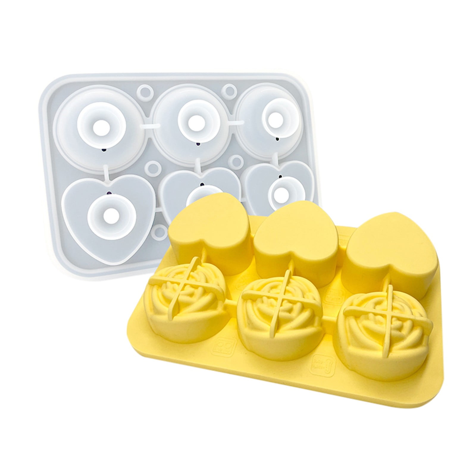 SDJMa 3D Rose Ice Molds and Heart Ice Molds, Make 6Giant Cute Flower ...