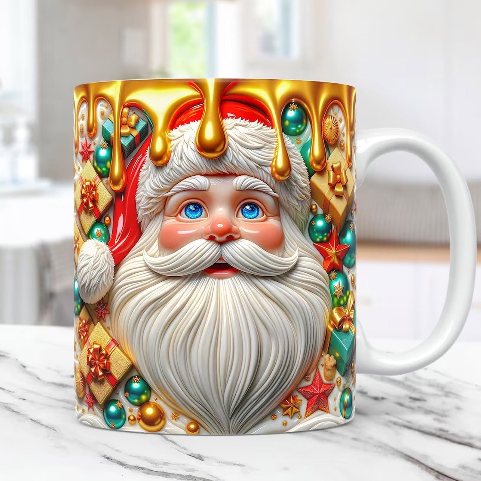 SDJMa 3D Santa Claus Mug, Cute 3D Santa Claus Coffee Cup, Christmas ...