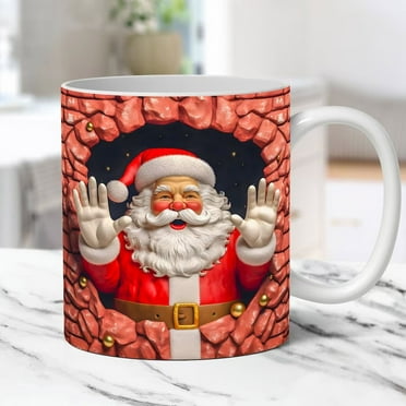 SDJMa 3D Christmas Mug, Cute 3D Snowman Xmas Tree Santa Claus Coffee ...