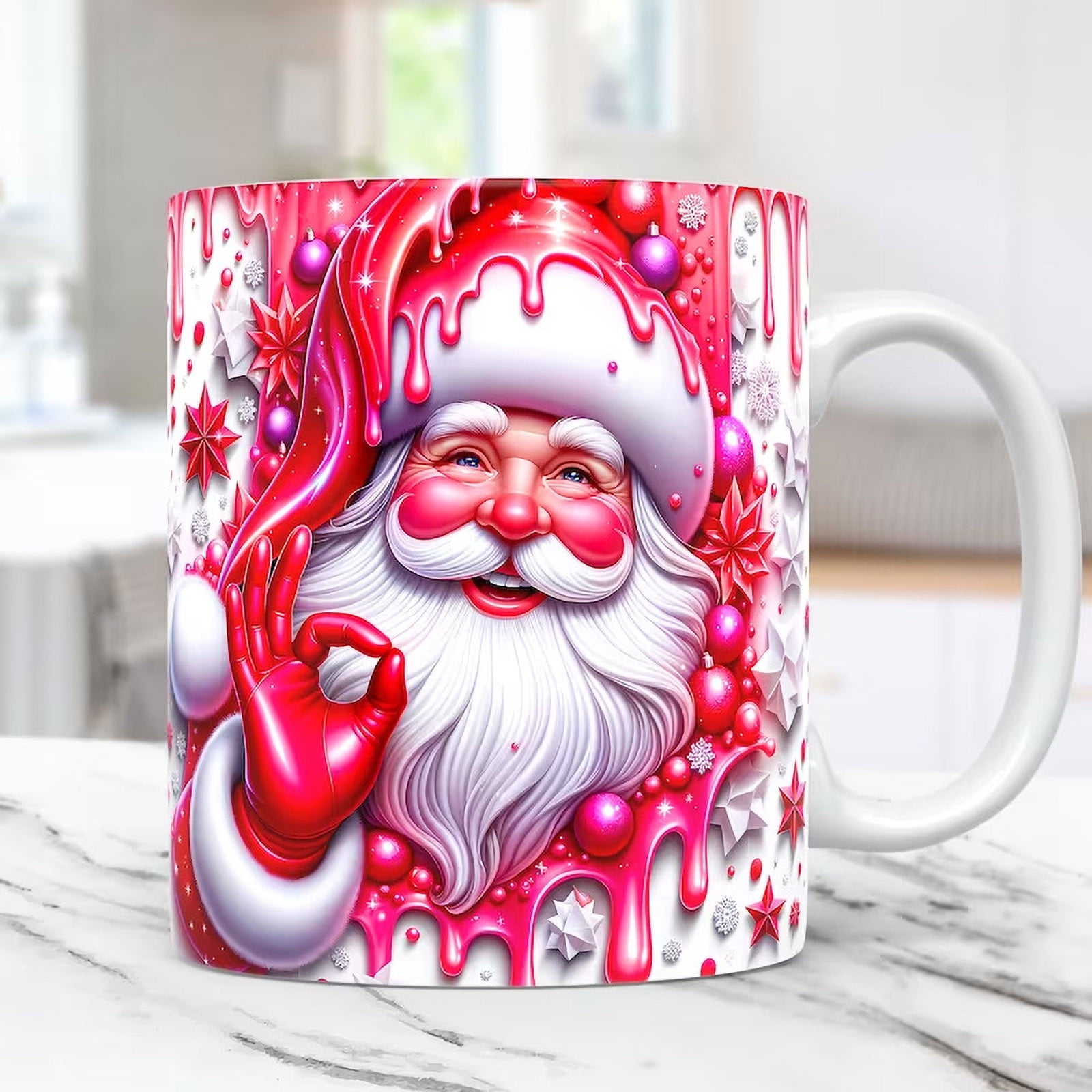 SDJMa 3D Santa Claus Mug, Cute 3D Santa Claus Coffee Cup, Christmas ...