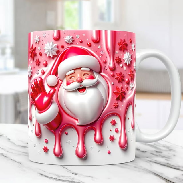 SDJMa 3D Santa Claus Mug, Cute 3D Santa Coffee Cup, Multi-Purpose Merry ...