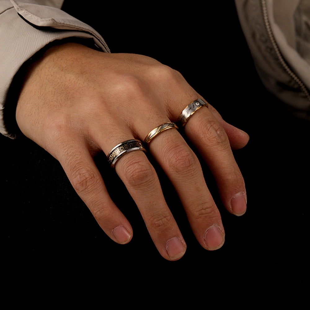 SDJMa 3pcs Vintage Gold Silver Punk Rings for Men Women ,Cool Gothic ...