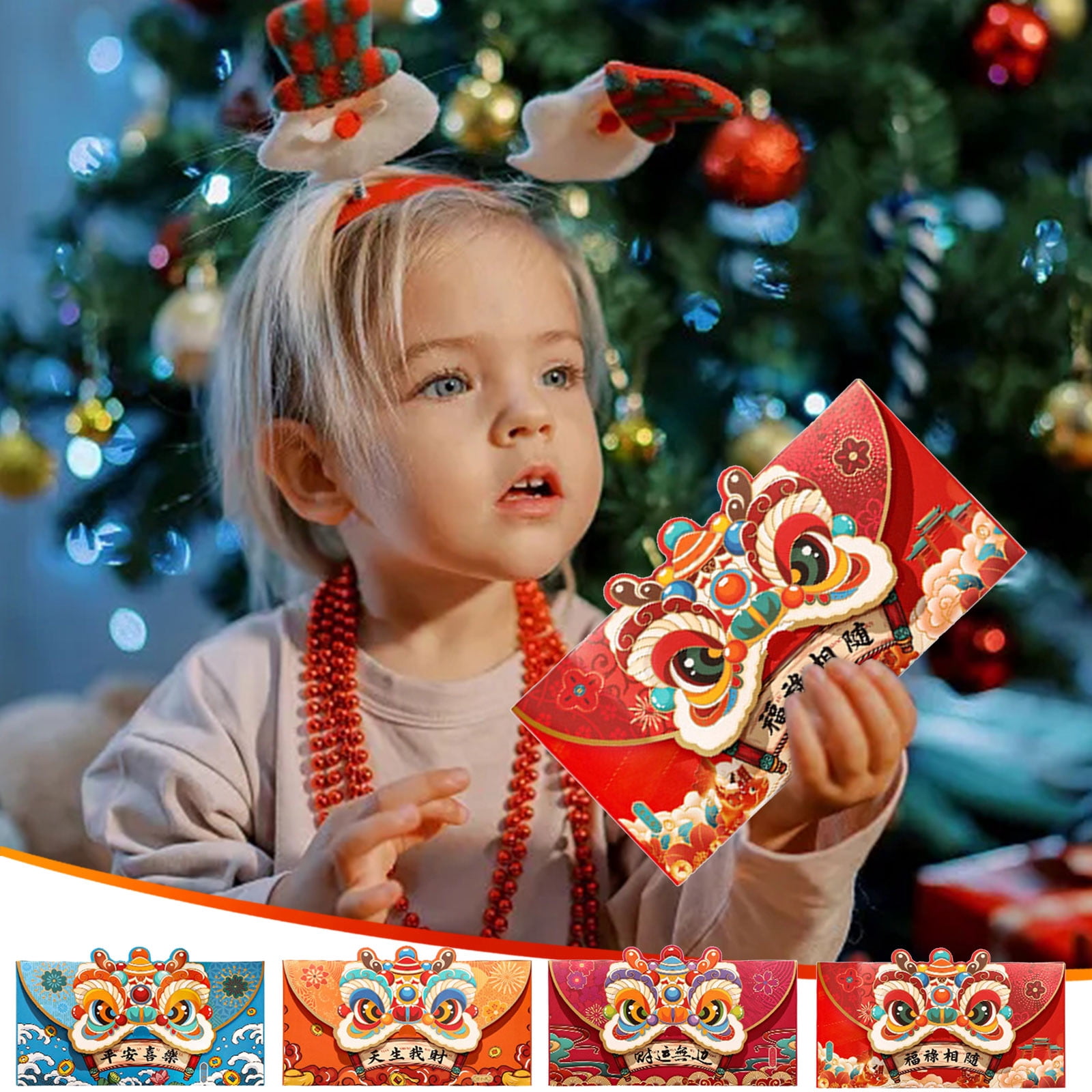 SDJMa 4-Pack Chinese New Year Red Envelope 2024 Dragon, 4 Styles for ...