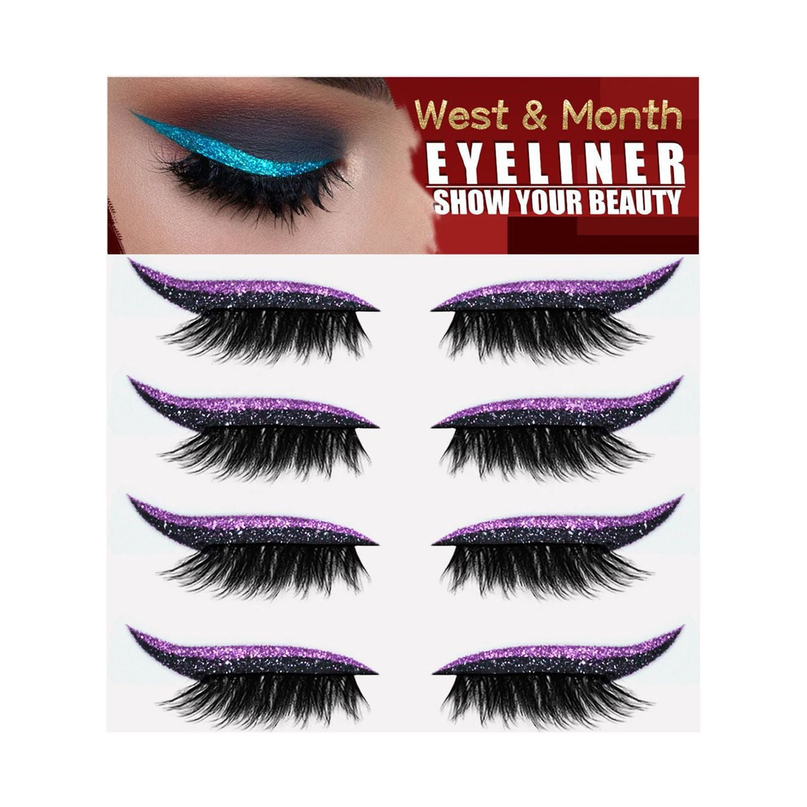 SDJMa 4 Pairs Reusable Eyeliner Eyelash Sticker with Colorful Eyeliner ...