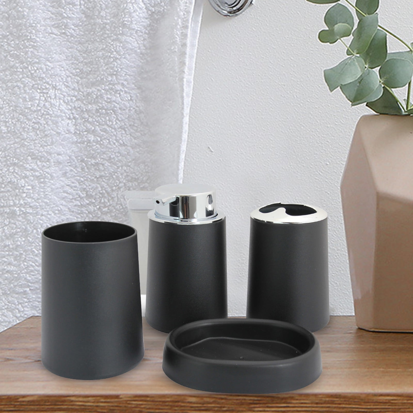 SDJMa 4 Piece Bathroom Accessory Set, Includes Soap Dispenser Pump ...