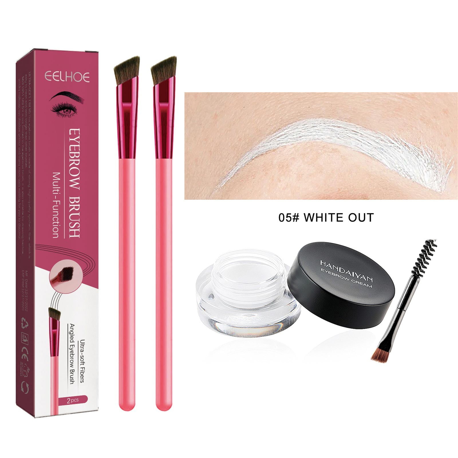 SDJMa 4D Eyebrow dye cream & 2pcs Eyebrow Stroke Brush Set, Multi ...