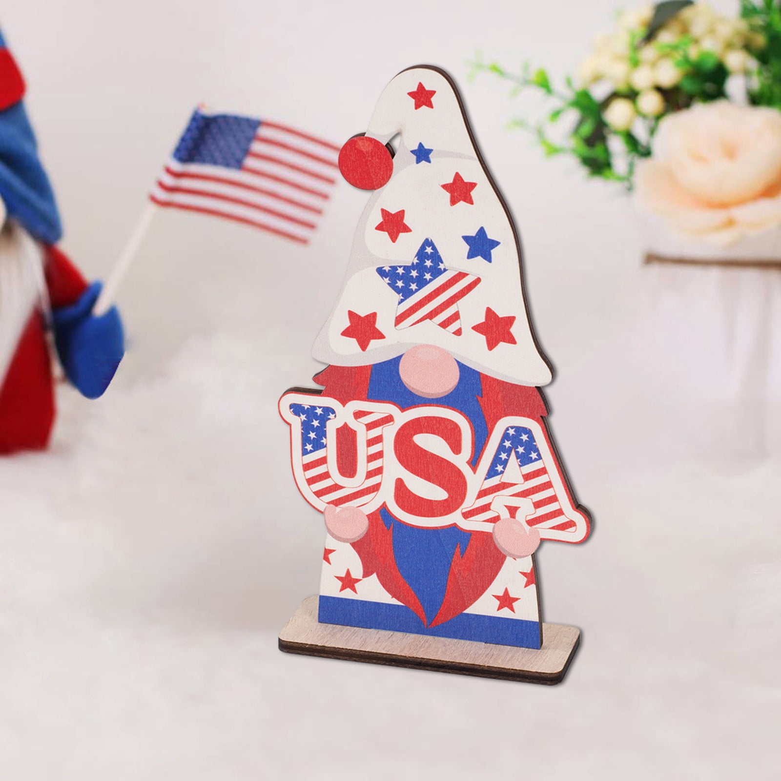 SDJMa 4th of July Patriotic Wooden Sign, Freestanding Red Blue White ...