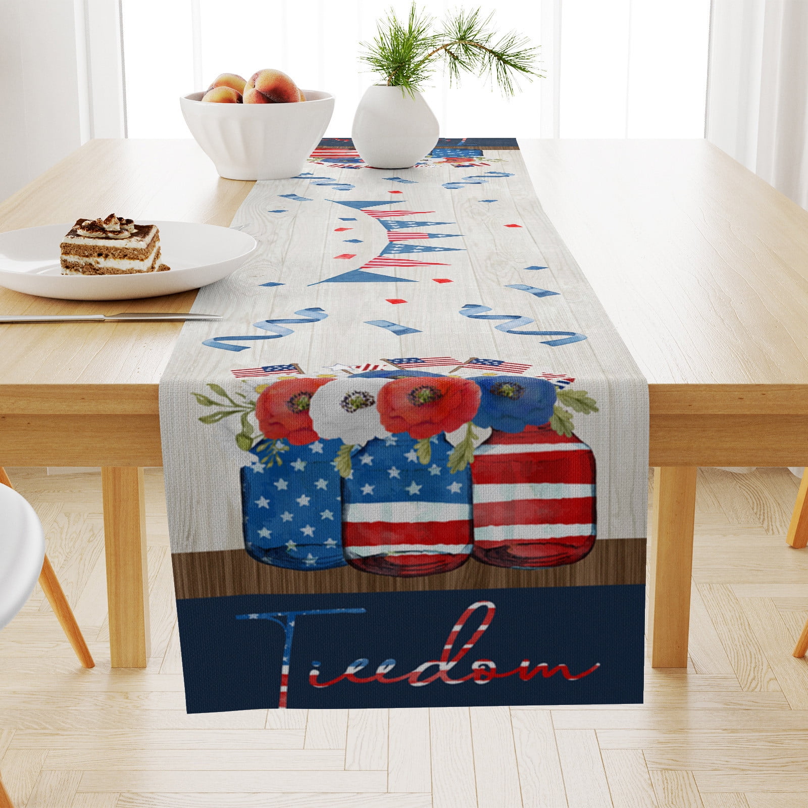SDJMa 4th of July Tablecloth 13x72 Inch, Patriotic Memorial Day ...