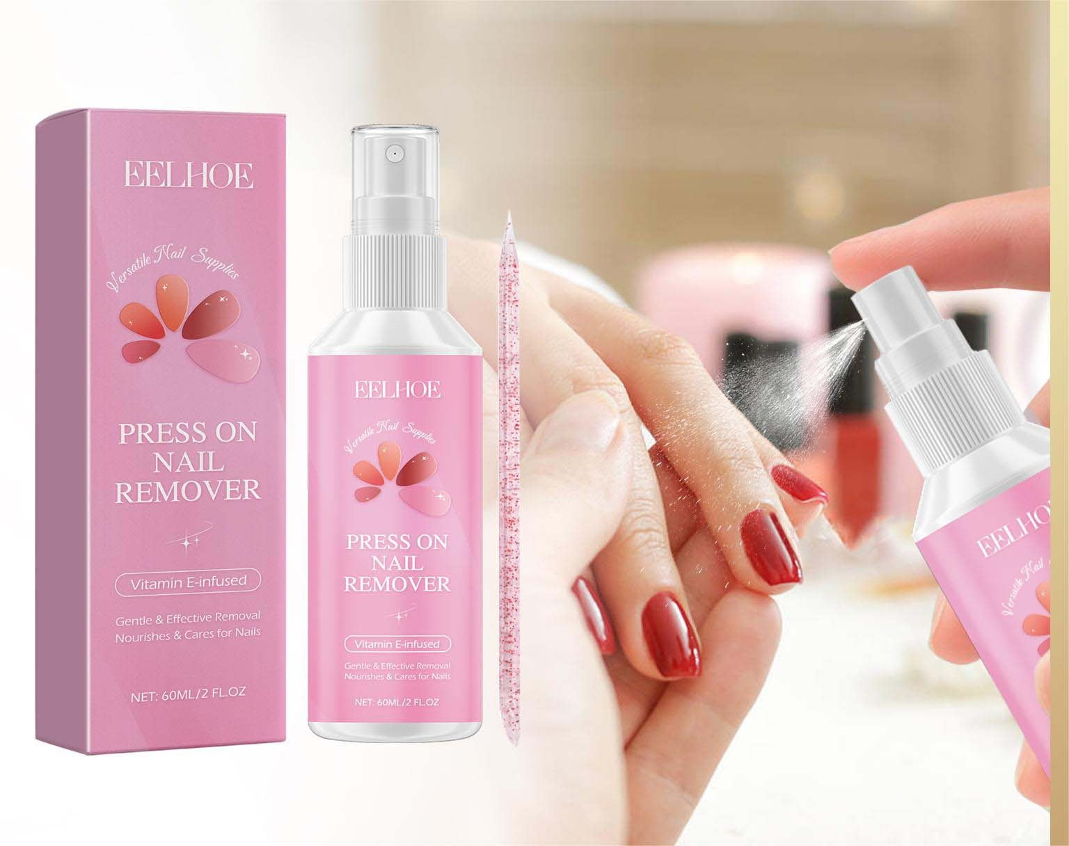 SDJMa 60ml Press on Nail Remover,Glue Remove Off for False Nails, Nail ...