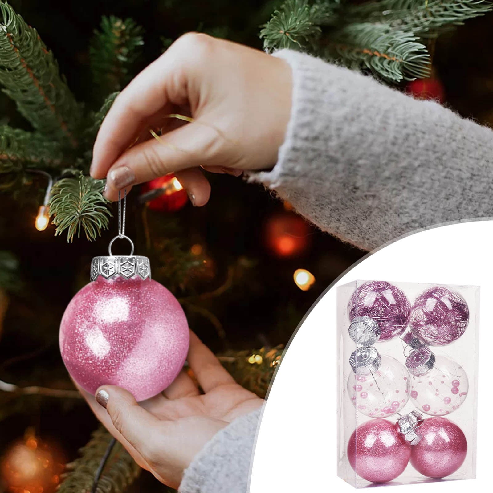 SDJMa 6Pcs Christmas Ball Ornaments Set, Shatterproof Christmas Balls ...