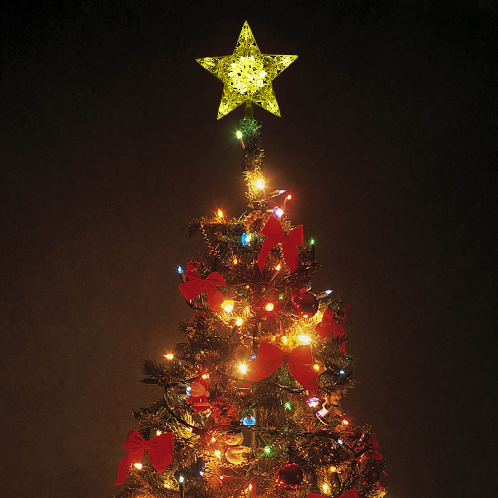 SDJMa 8.3 Inch Christmas Tree Topper Star with LED Lights, Battery ...