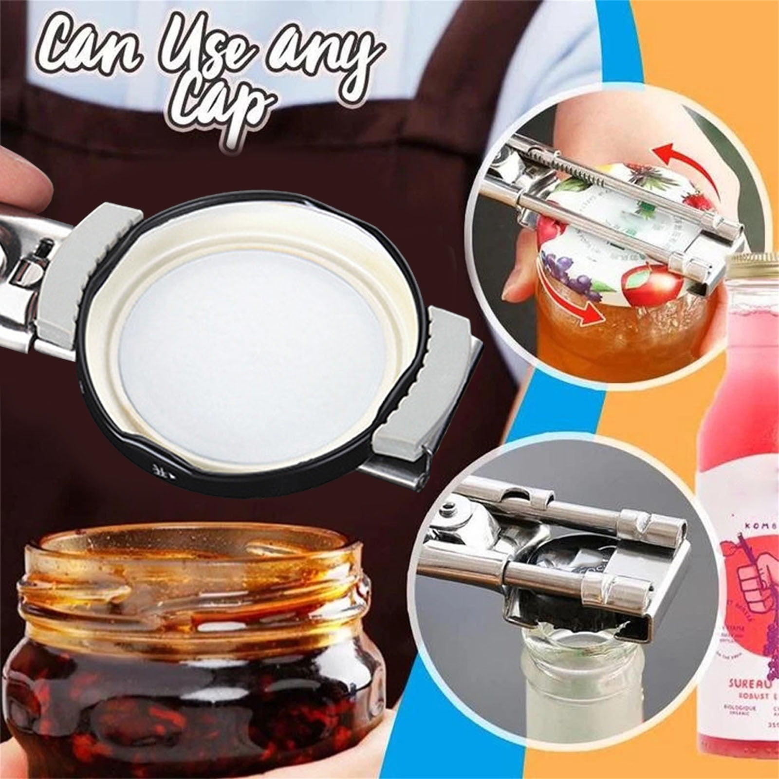 SDJMa Adjustable Jar & Bottle Opener, Adjustable Multifunctional Stainless Steel Can Opener Jar ...