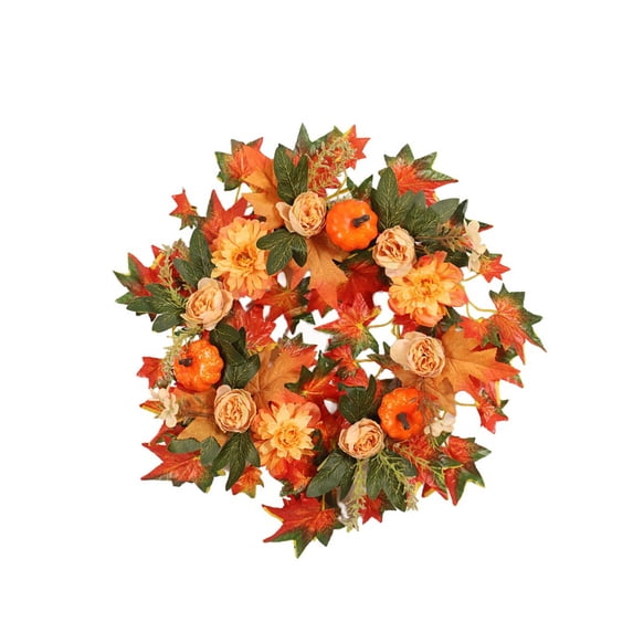 SDJMa Artificial Fall Wreath Harvests Pumpkin Floral Wreath Fall Front ...