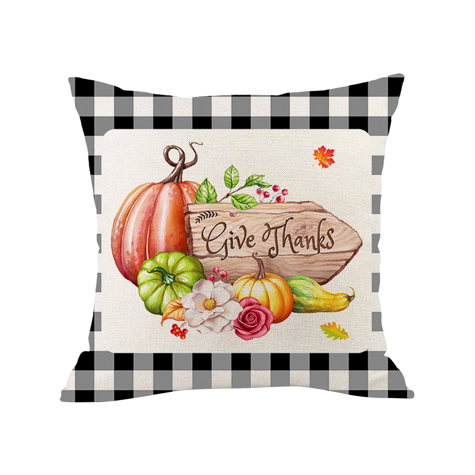 SDJMa Autumn Pillow Covers, Buffalo Plaid Pumpkins Truck Maple Leaf ...