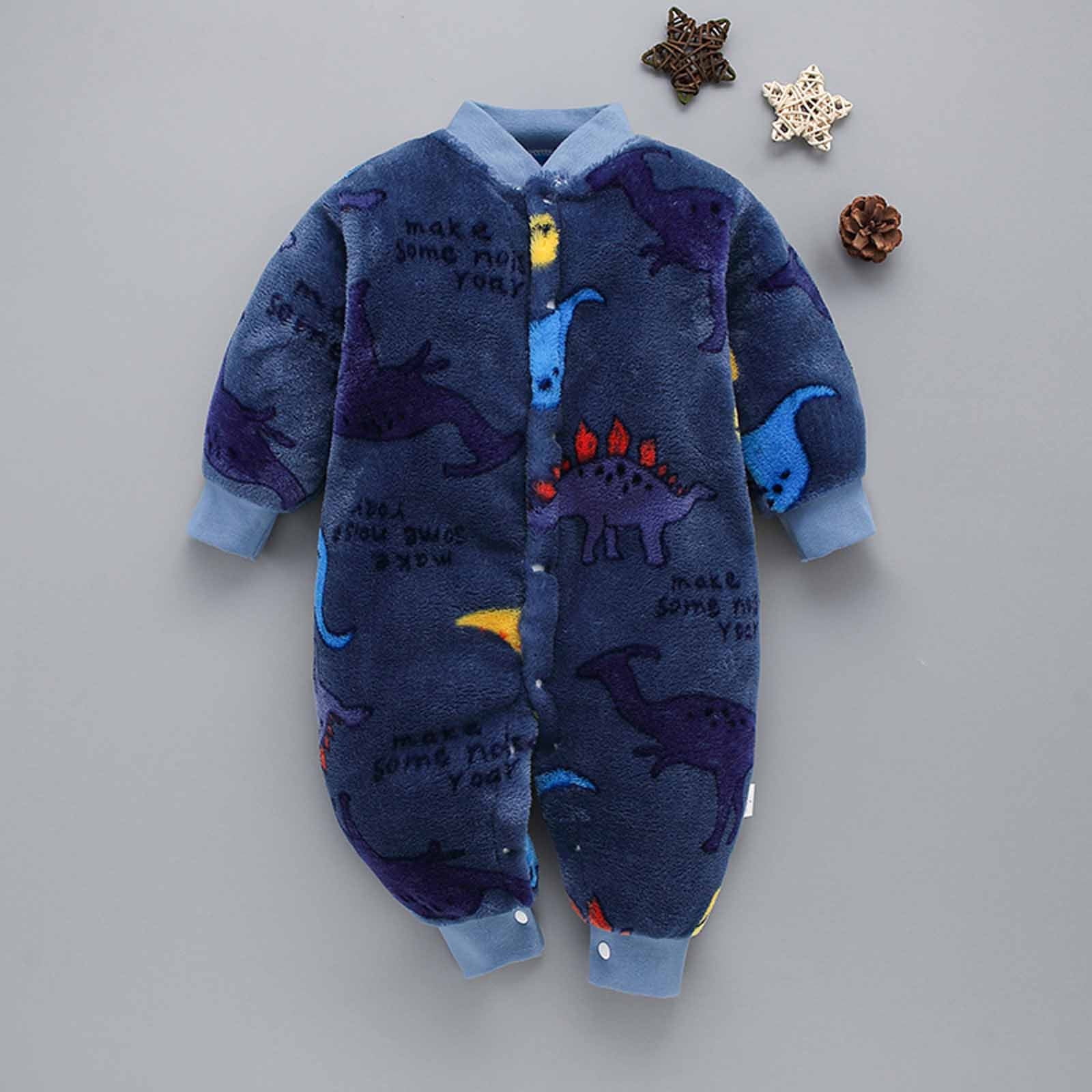 SDJMa Baby Boys Girls Fleece Sleepwear Romper Long Sleeve Graphic Print ...