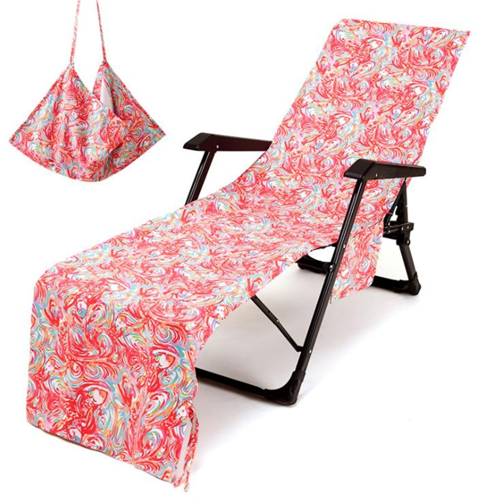 SDJMa Beach Chair Cover with Side Pockets,Microfiber Chaise Lounge ...