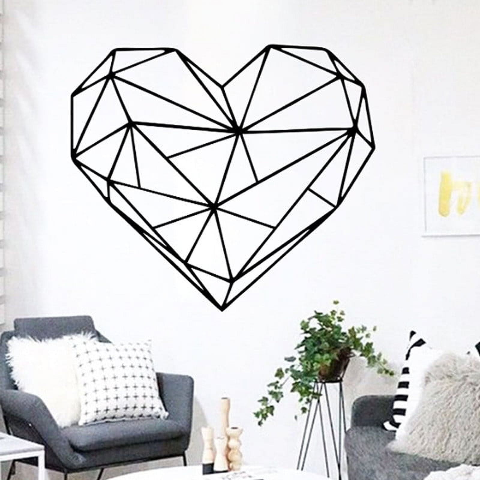 SDJMa Black Line Wall Decal Stick Heart Geometric Line Wall Sticker ...