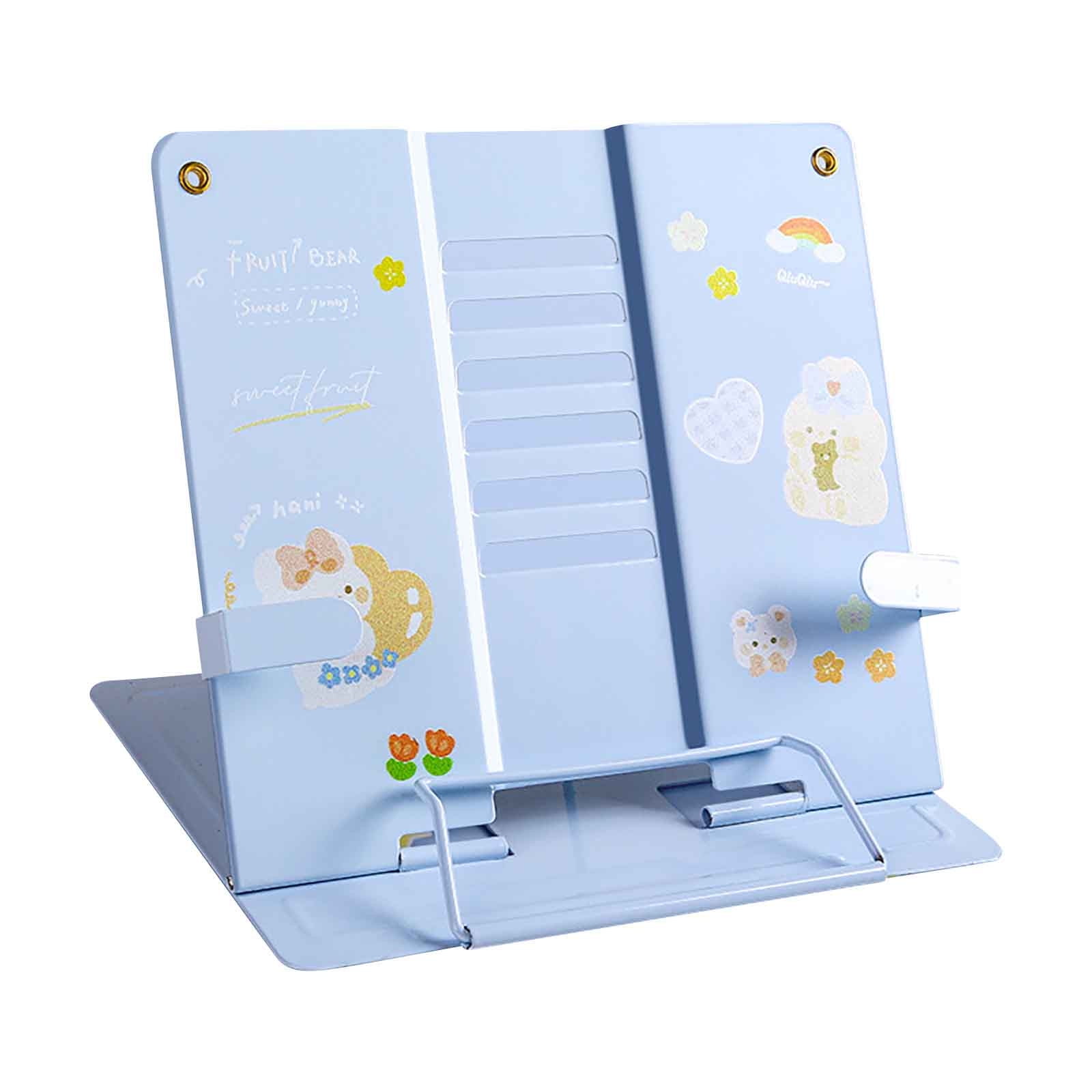 SDJMa Book Stand for Reading, Cute Cartoon Folding Metal Book Shelf ...