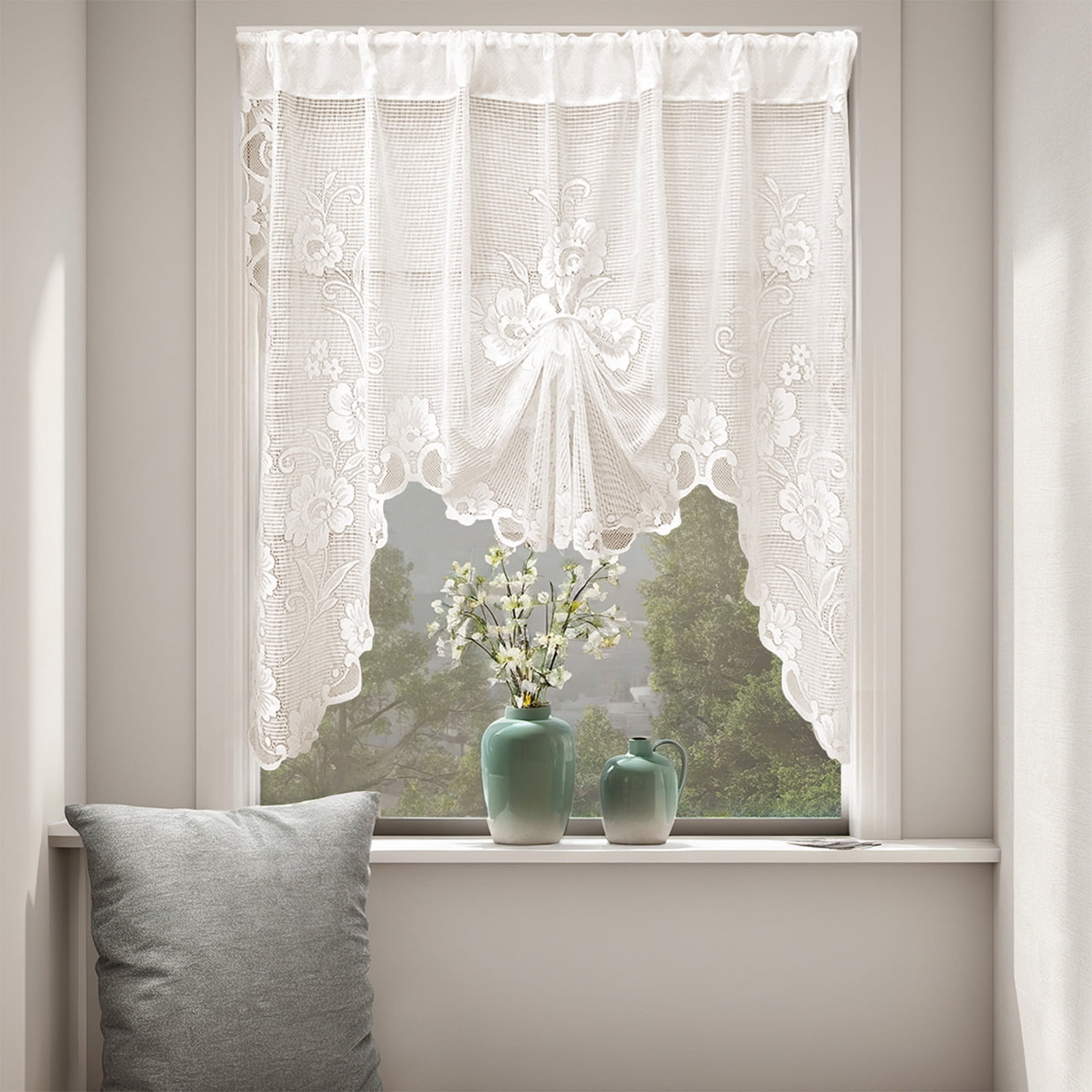 SDJMa Butterfly Lift-Up Window Curtain – 150x100cm Sheer Lace Panel ...