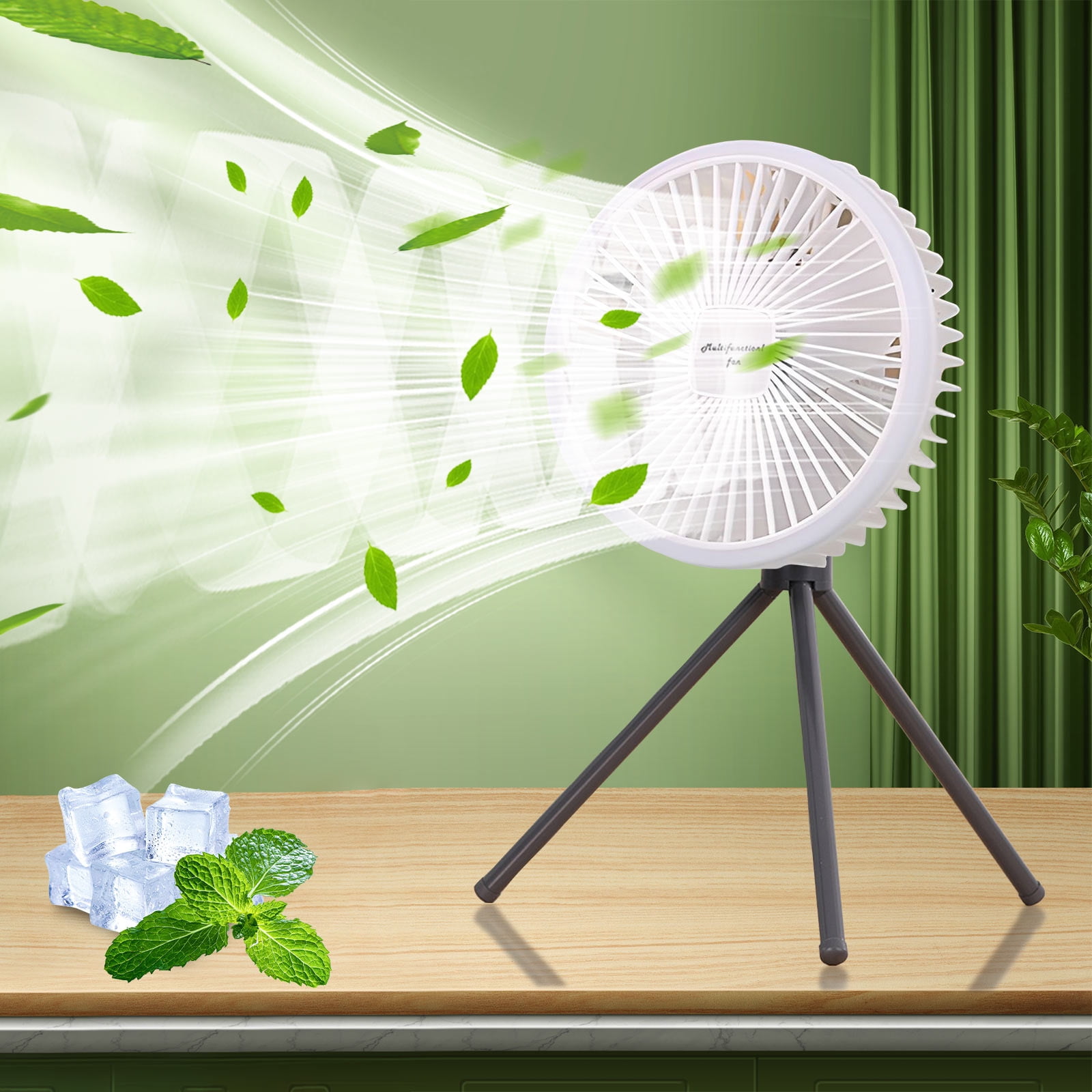 SDJMa Camping Fan with Stand, Standing Fan with LED Light, 5000mAh ...
