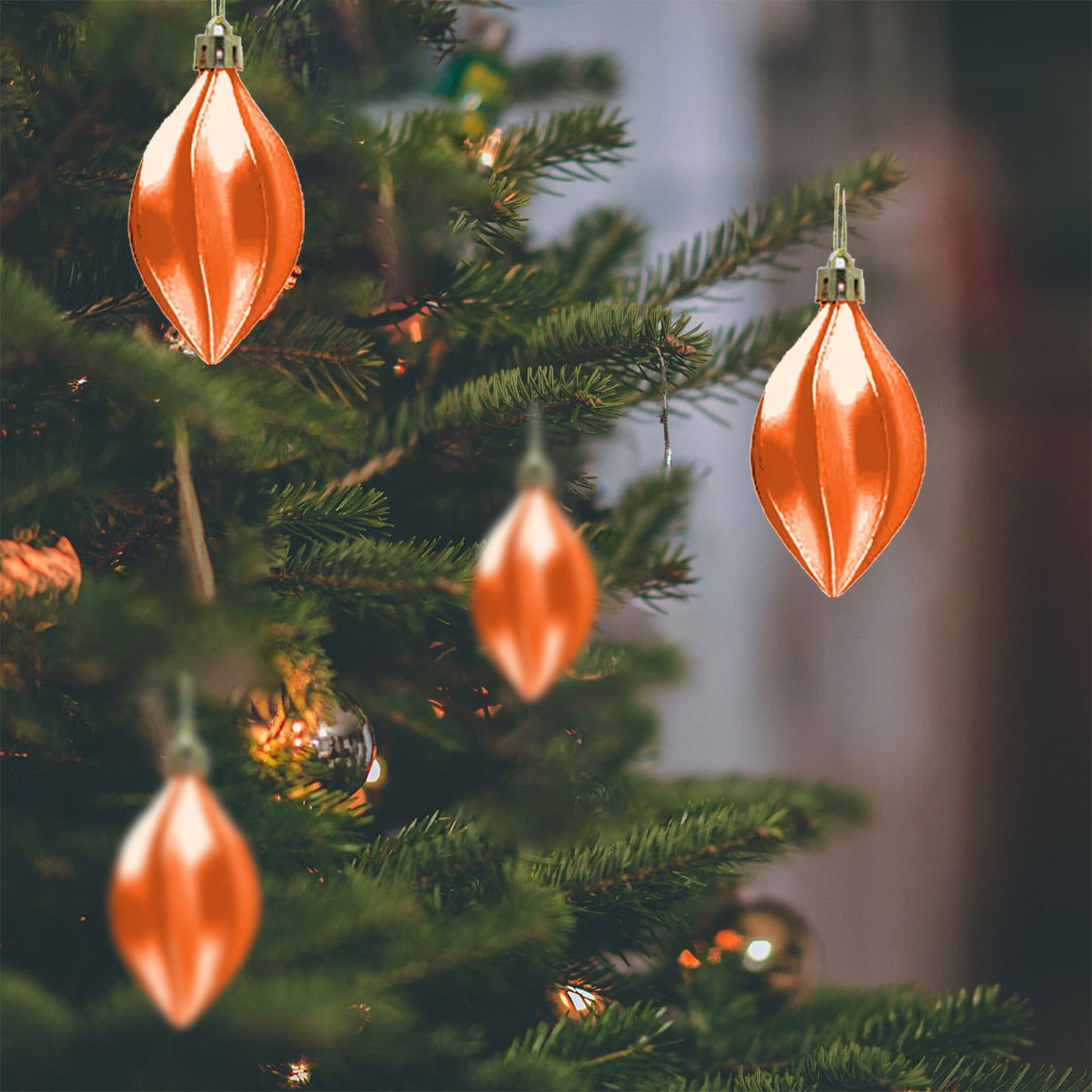 SDJMa Christmas Ball Ornaments, 12pc Set Bronze Rugby, Round Ball ...