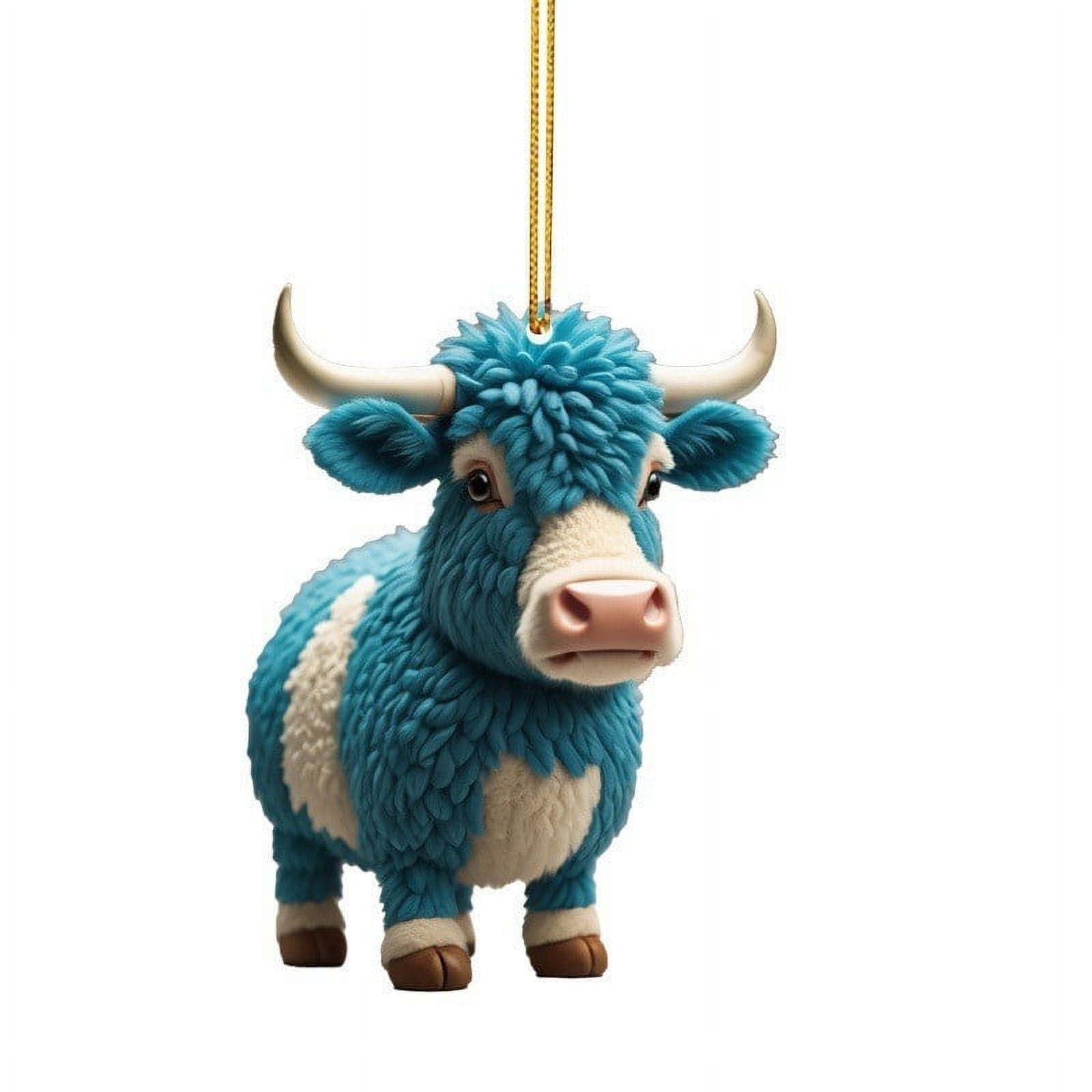 SDJMa Christmas Cow Ornament, Cute Cartoon Highland Cattle Hanging ...