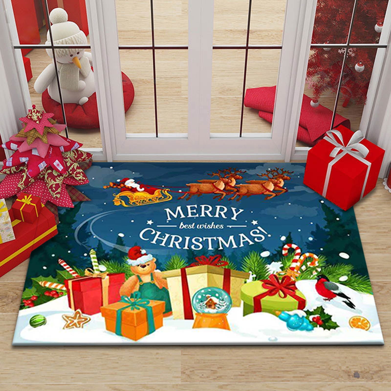 SDJMa Christmas Door Mat Floor Mat Switch Mat for Indoor Outdoor Merry ...