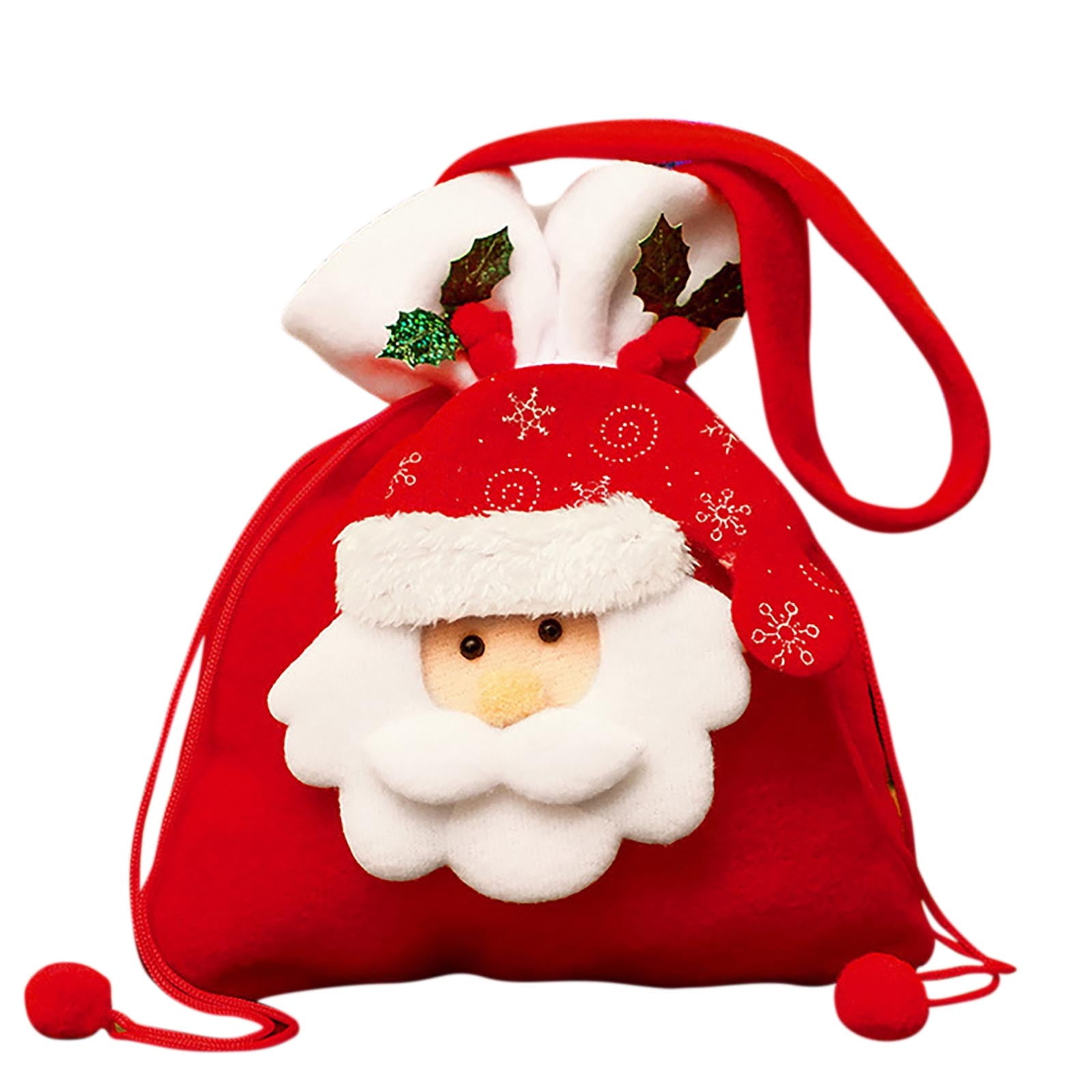 SDJMa Christmas Gift Bags with Drawstring, 7"x9" 3D Santa Claus Xmas ...