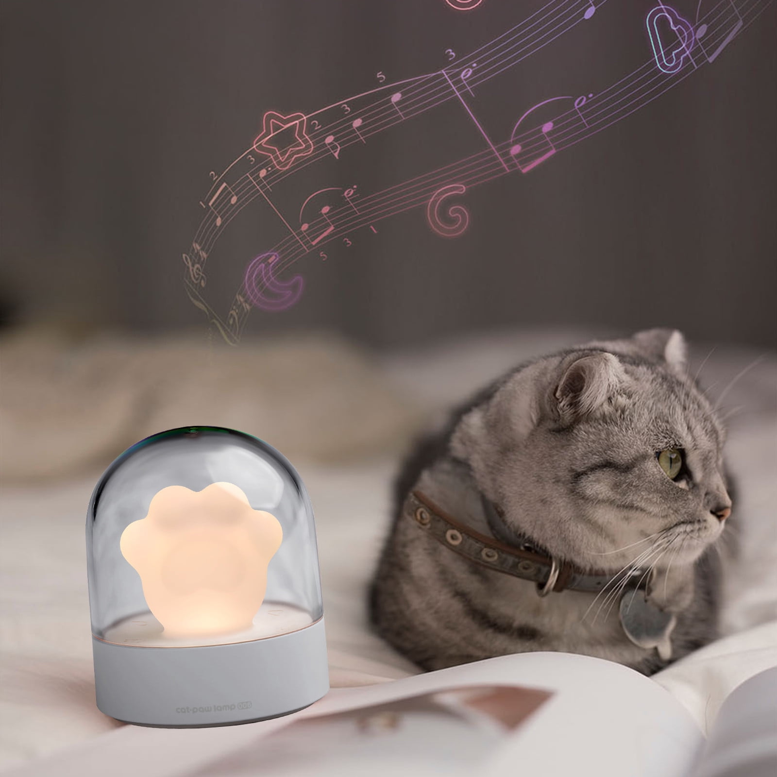 SDJMa Christmas LED Night Light, Cat Claw Lamp with Music Box USB ...